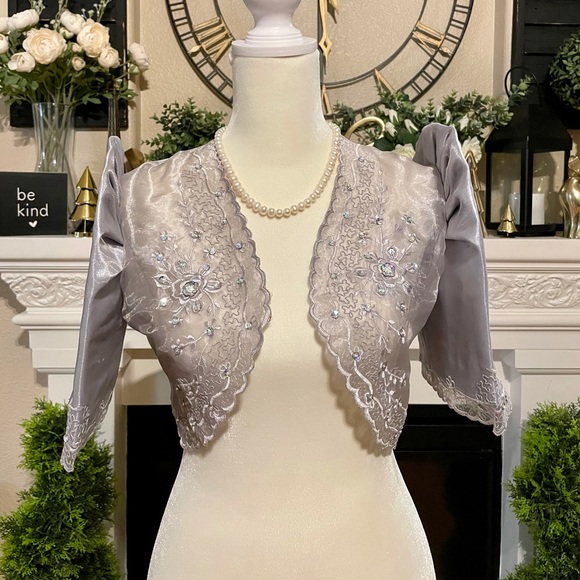Dresses | Silver Gray Terno Sleeve Filipiniana Bolero | Poshmark